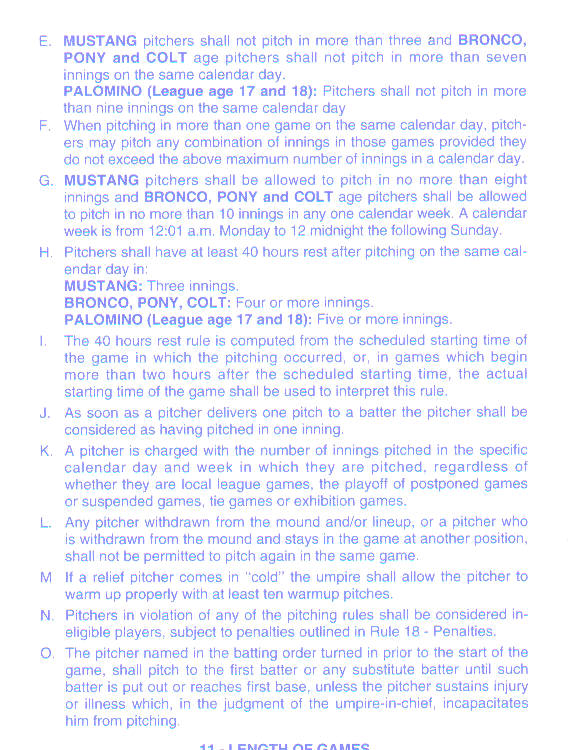 The Official Pony Baseball Pitching Rules